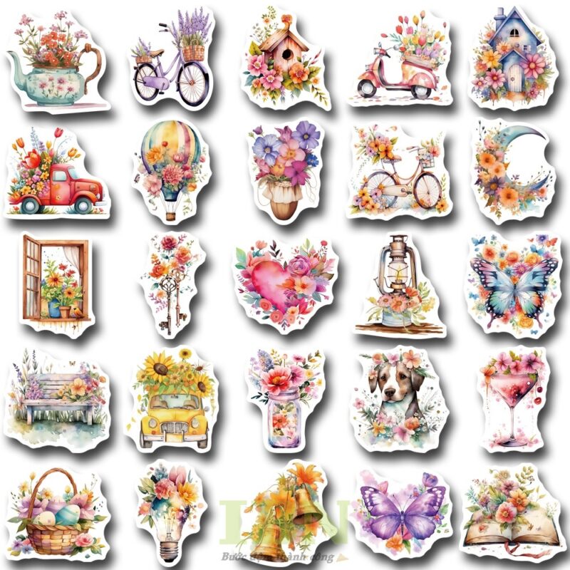 99+ Mẫu Sticker Hoa Đẹp, Xinh Xắn, Nhiều Màu Sắc | In Bảo Ngọc